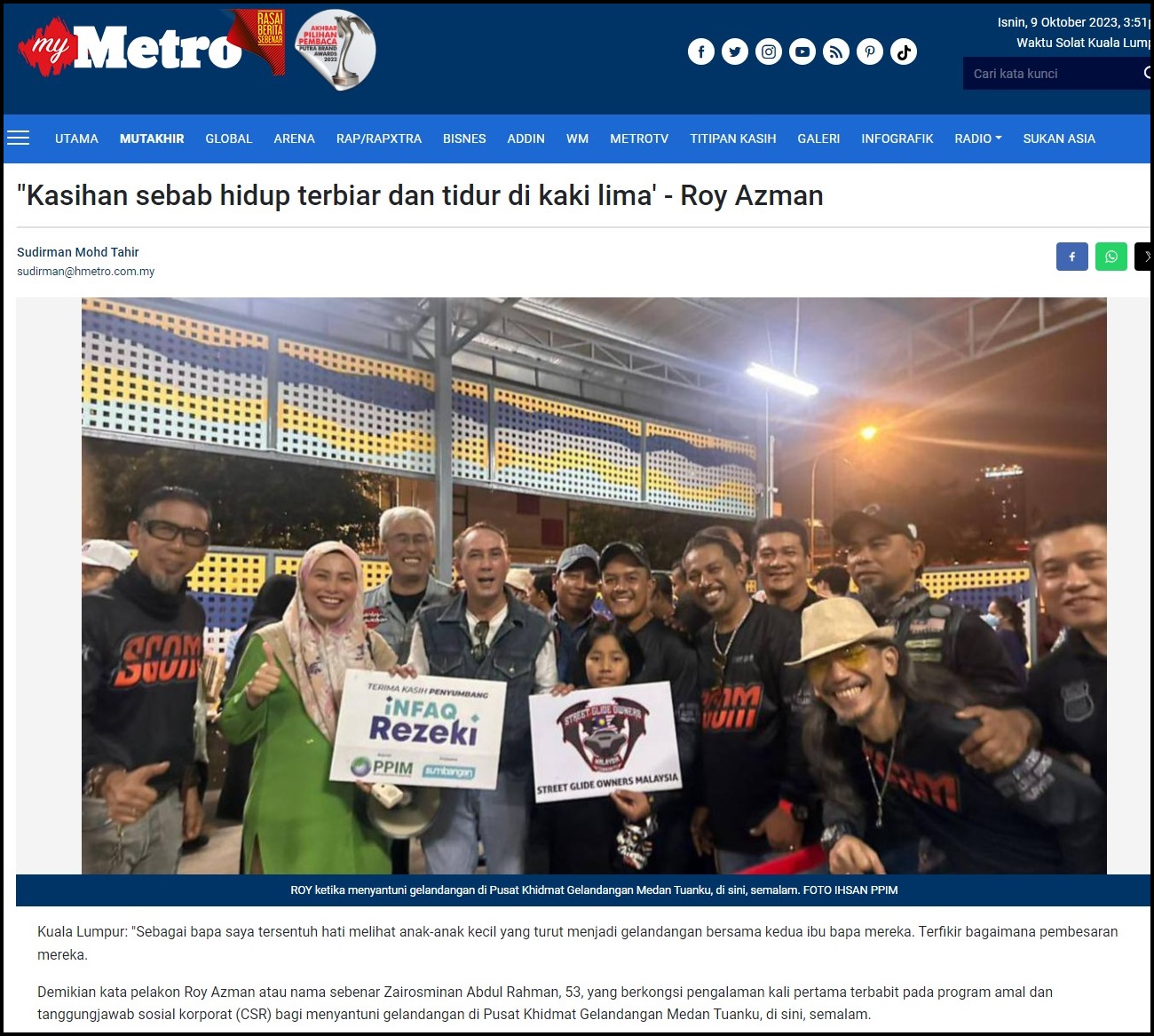 “KASIHAN SEBAB HIDUP TERBIAR DAN TIDUR DI KAKI LIMA” – ROY AZMAN ...